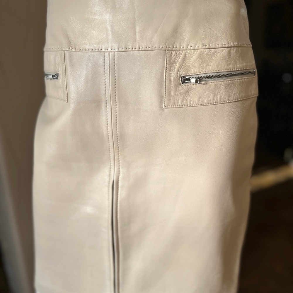 Cache Ivory Leather Skirt - Gem